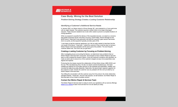 Case Study: Mining for the Best Solution Flyer - Motion Repair & Services